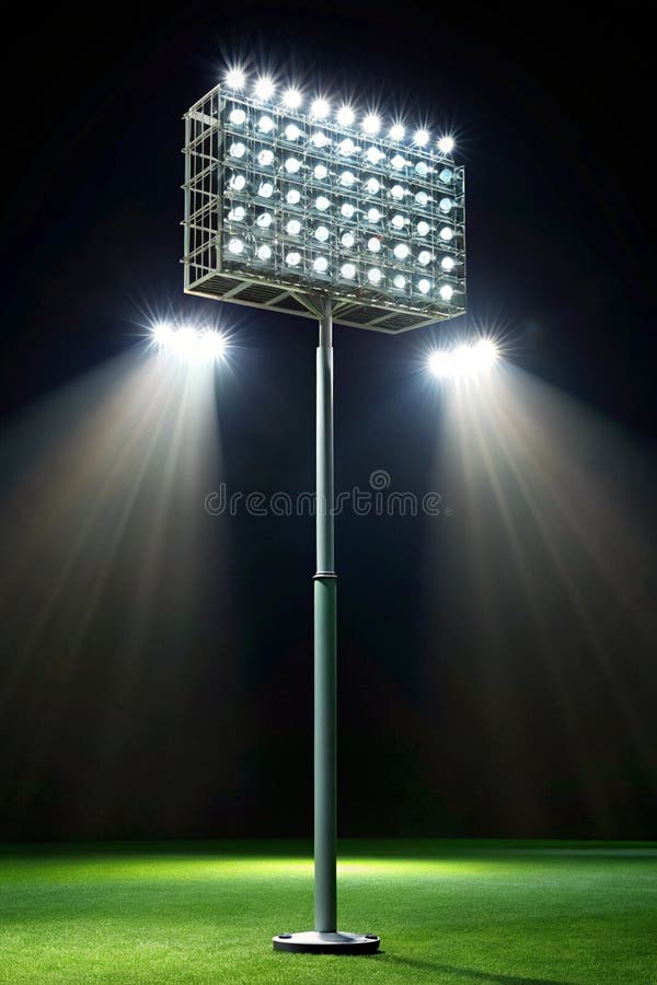 Soccer Stadium Lights Reflecting Against Black Background Stock ...