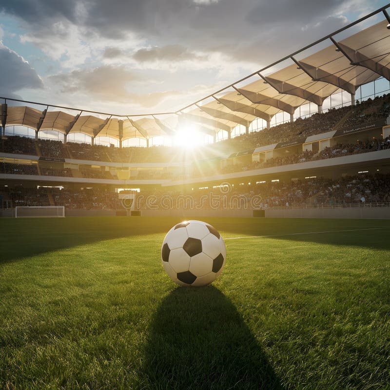 Soccer Stadium at Sunset, Dramatic Light, Eager Spectators, Clear Sky ...