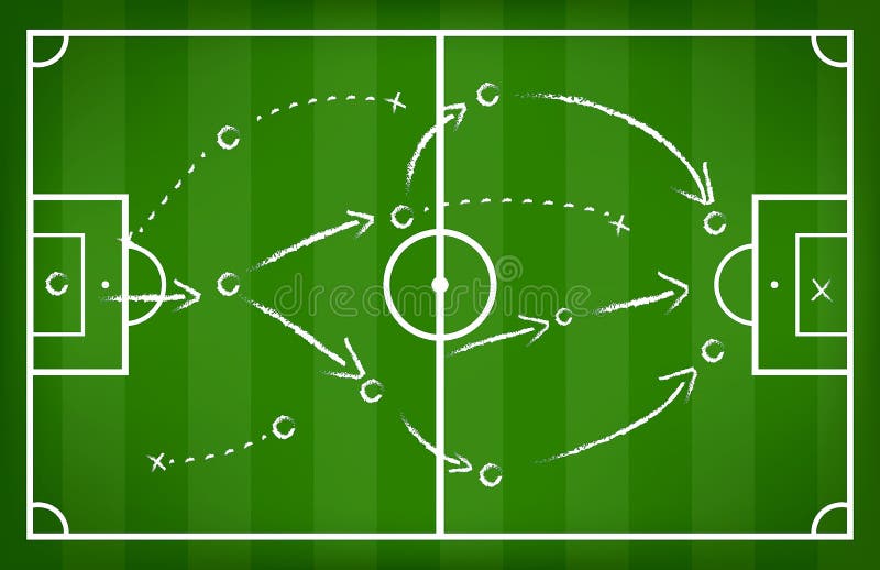 Soccer Strategy Drawn with White Chalk Isolated 3d Illustration. Stock ...