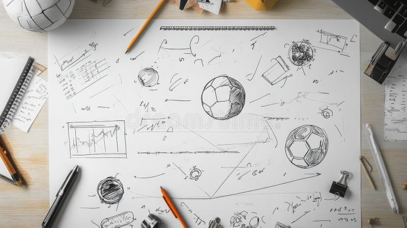 Soccer Strategy Planning Chart Top View Flat Lay of a Chart Depicting ...
