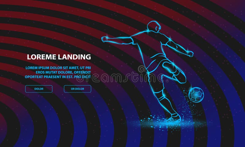 Soccer Striker, Back View. Vector Sports Background for Landing Page ...