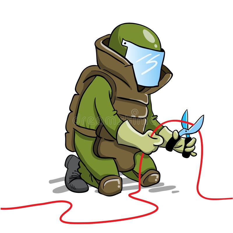 Bomb squad defusing bomb stock vector. Illustration of disposal - 182425329