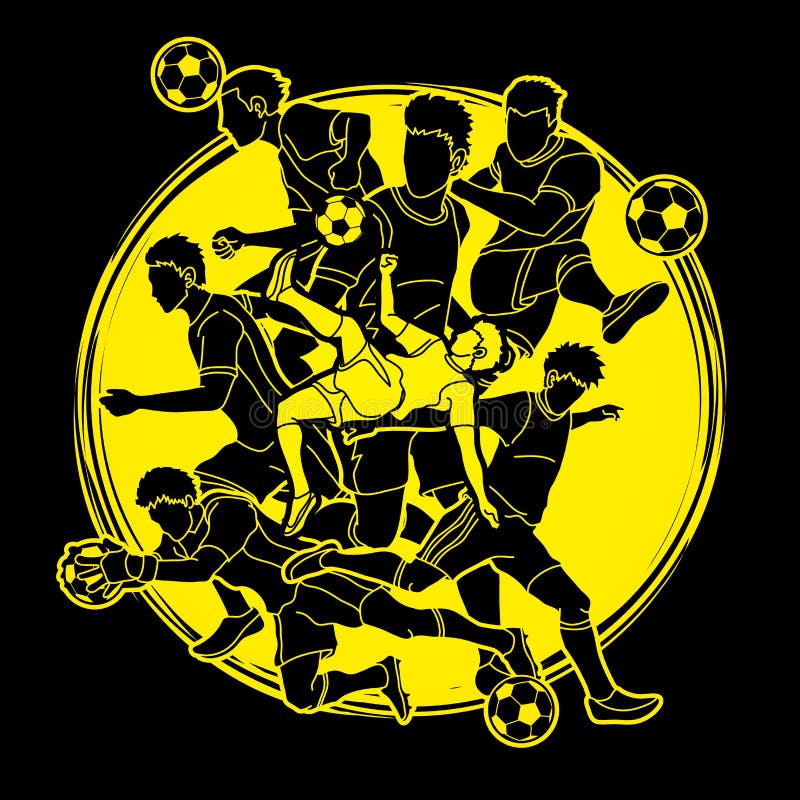 Soccer Team Composition, Soccer Player Action Graphic Vector Stock ...