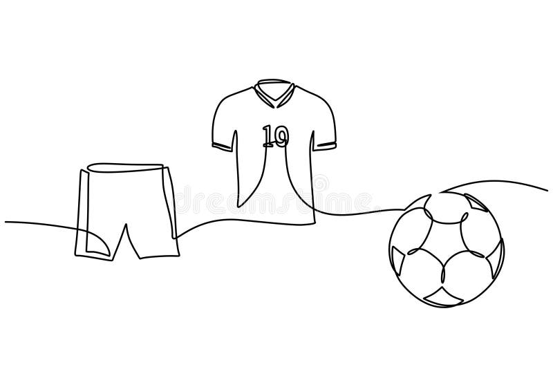 Soccer Uniform One Line Drawing: Continuous Hand Drawn Sport Theme ...