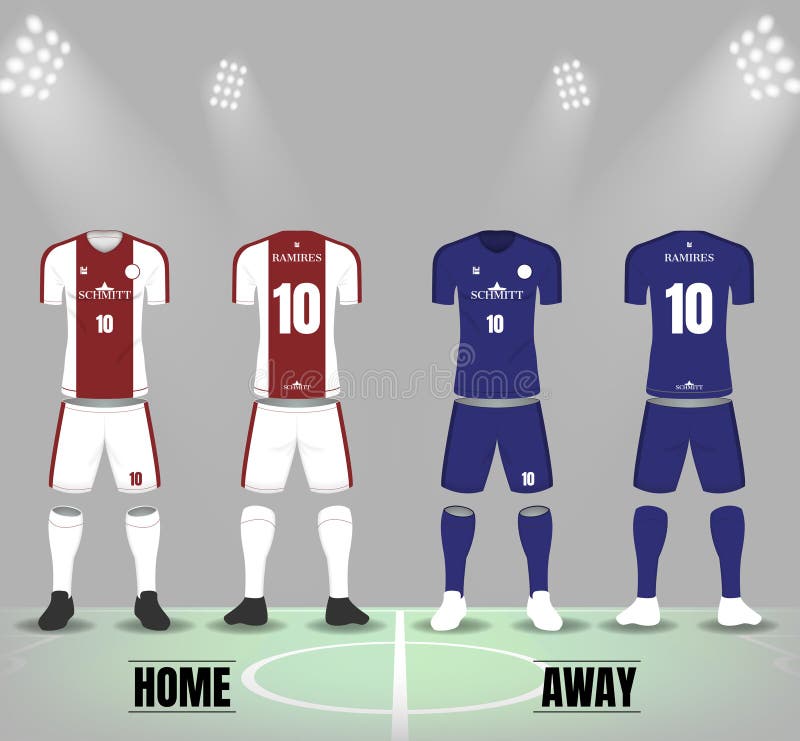 Soccer Uniforms with Socks and Shoes. Front and Back Design Stock ...
