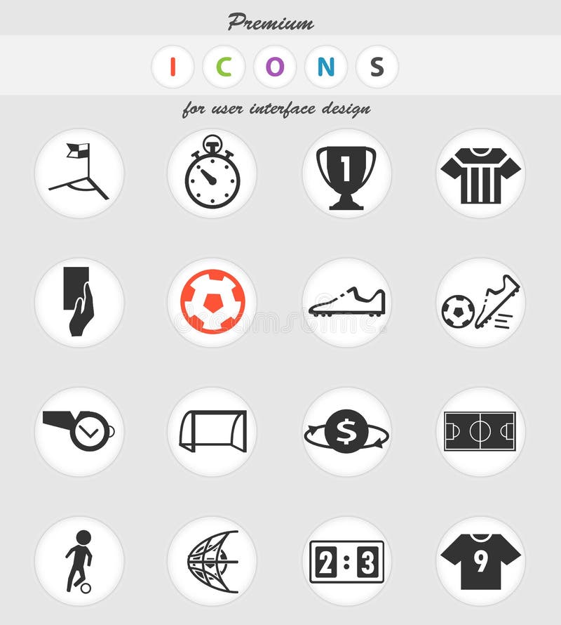 Soccer icon set stock vector. Illustration of icon, blow - 123181226