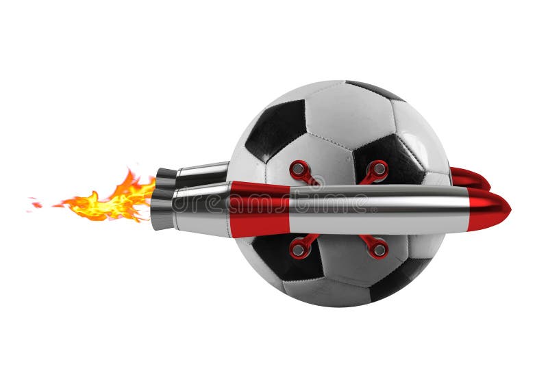 Soccerball Goes Fast Attached To a Rocket Stock Illustration ...