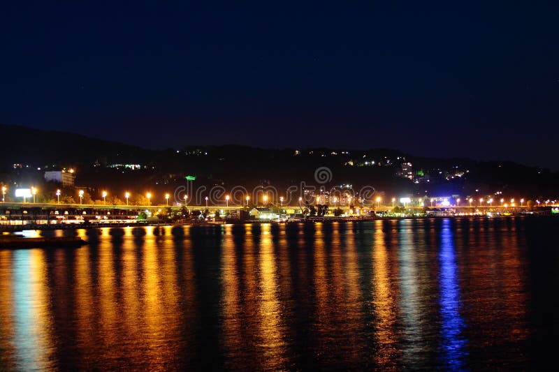 Sochi city at night stock image. Image of urbanization - 22303491