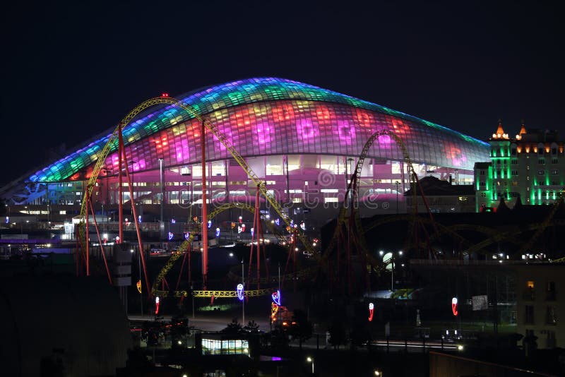 Sochi Fisht Arena Night Panoramic Horizontal Editorial Photo - Image of ...