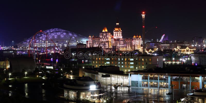 Sochi Fisht Arena Night Panoramic Horizontal Stock Image - Image of ...