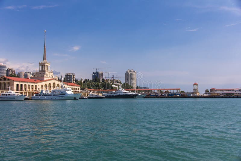 Sochi Sea port at sunset editorial image. Image of travel - 66735300