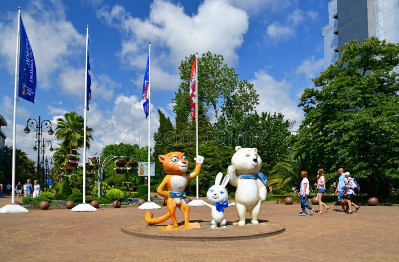 Sochi, Russia - June 2. 2018. Mascots of 2014 Winter Olympics Editorial ...