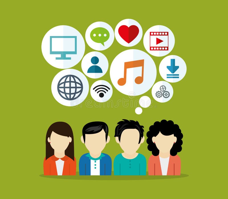 Socia Media Related Icons Image Stock Illustration - Illustration of ...