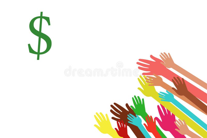 Many Hands Reach for Money. People Chase Money Stock Vector ...