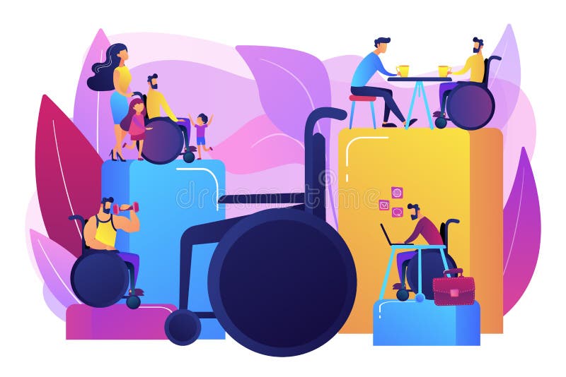 Social Adaptation of Disabled People Concept Vector Illustration Stock ...