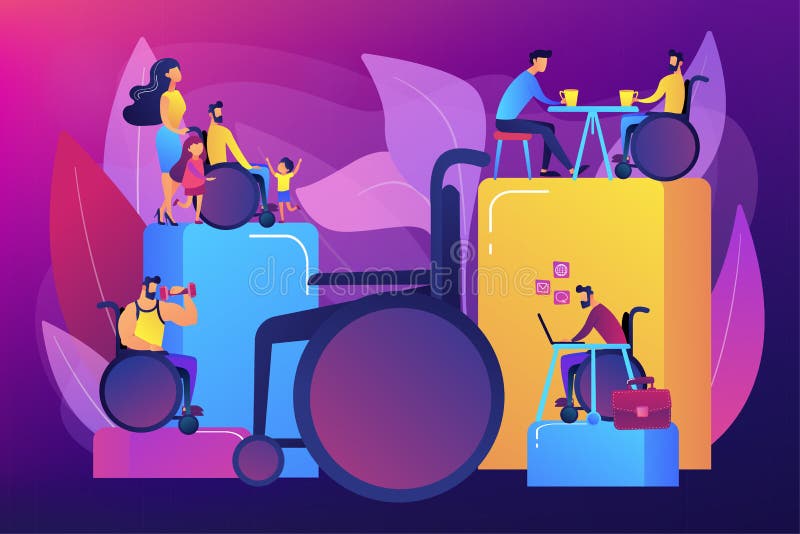 Social Adaptation of Disabled People Concept Landing Page Stock Vector ...