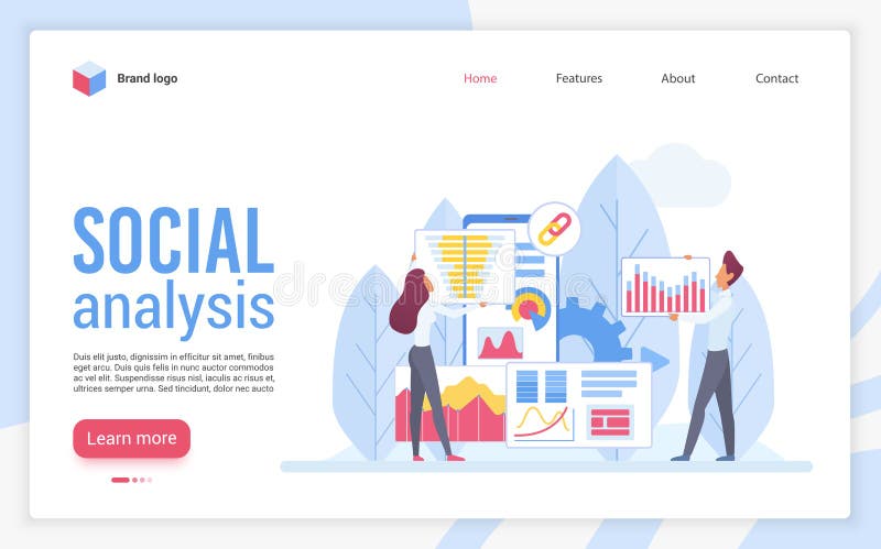Social Analysis Landing Page Flat Vector Template Stock Vector ...