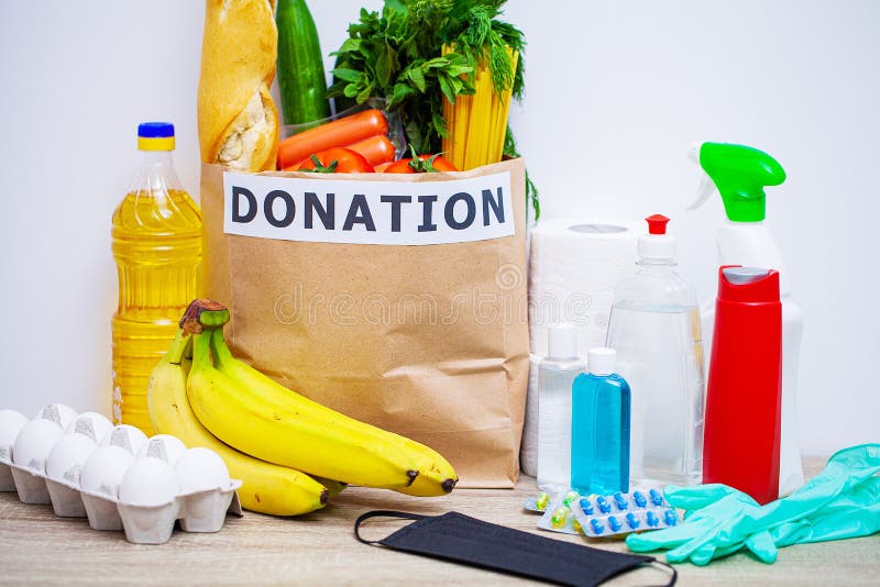 Social Assistance Package with Products for People in Need Help Stock ...