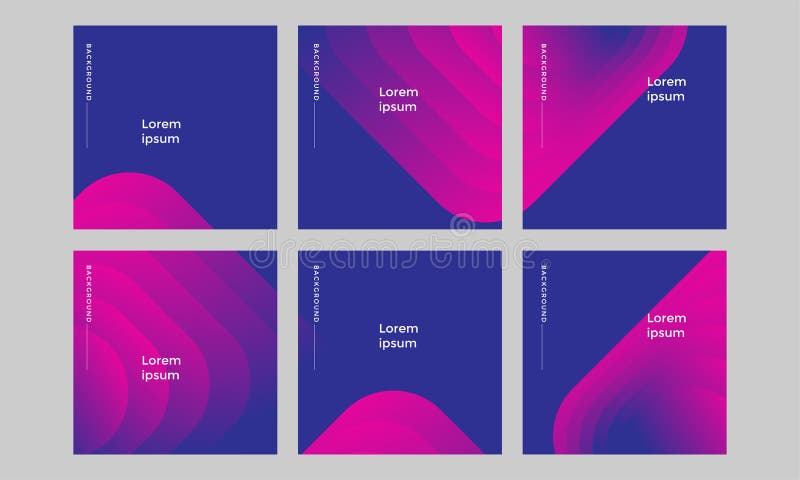 Blend and Gradient Color Set of Social Media Background Design Template ...