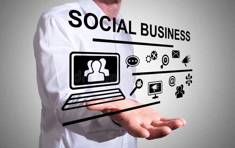 Social Business Concept Above a Human Hand Stock Photo - Image of ...