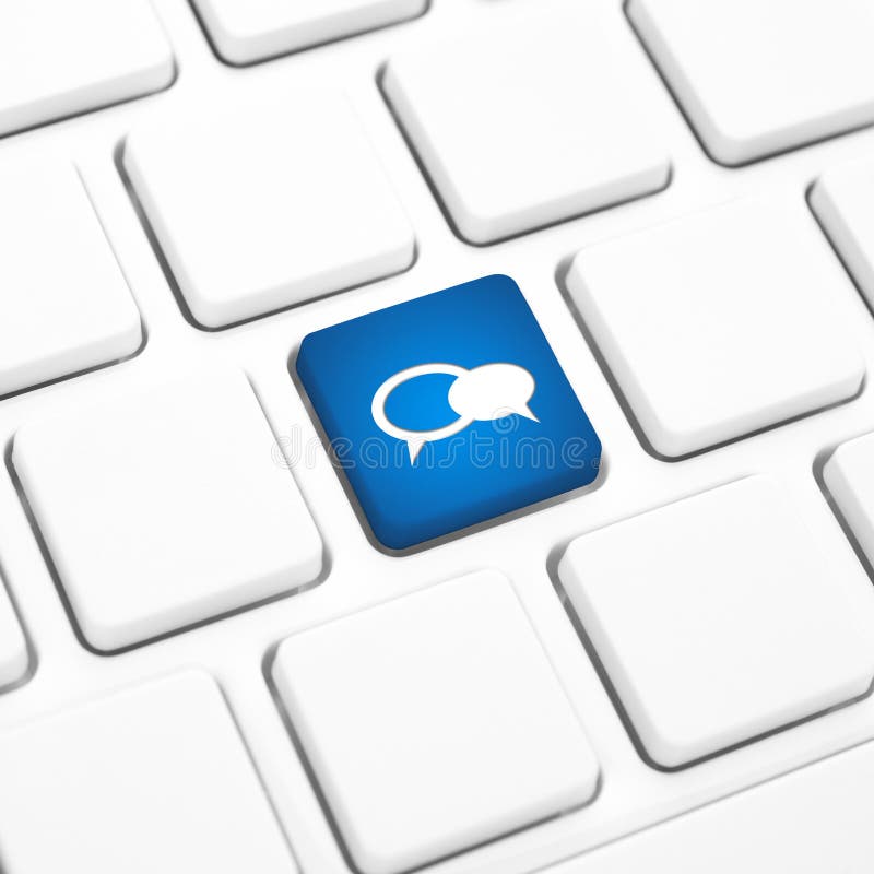 Social Business Concept Balloon Icon Blue Button or Key on a Keyboard ...