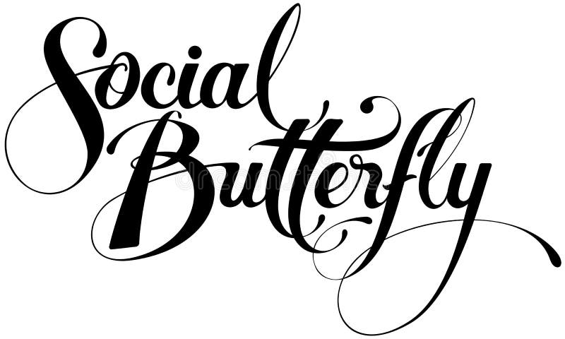 Social Butterfly - Custom Calligraphy Text Stock Vector - Illustration ...