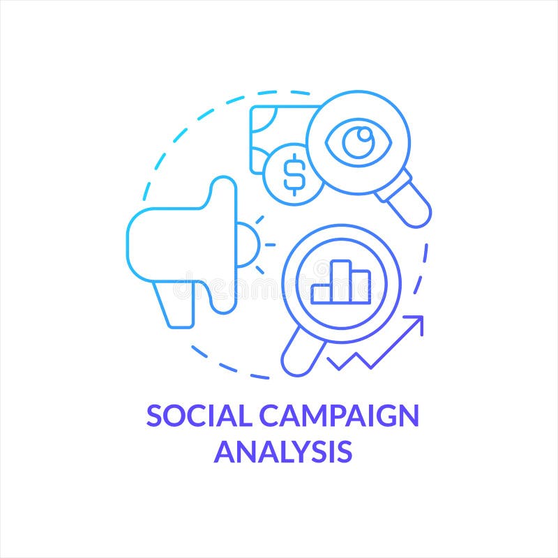 Social Campaign Analysis Blue Gradient Concept Icon Stock Vector - Illustration of vector, user ...