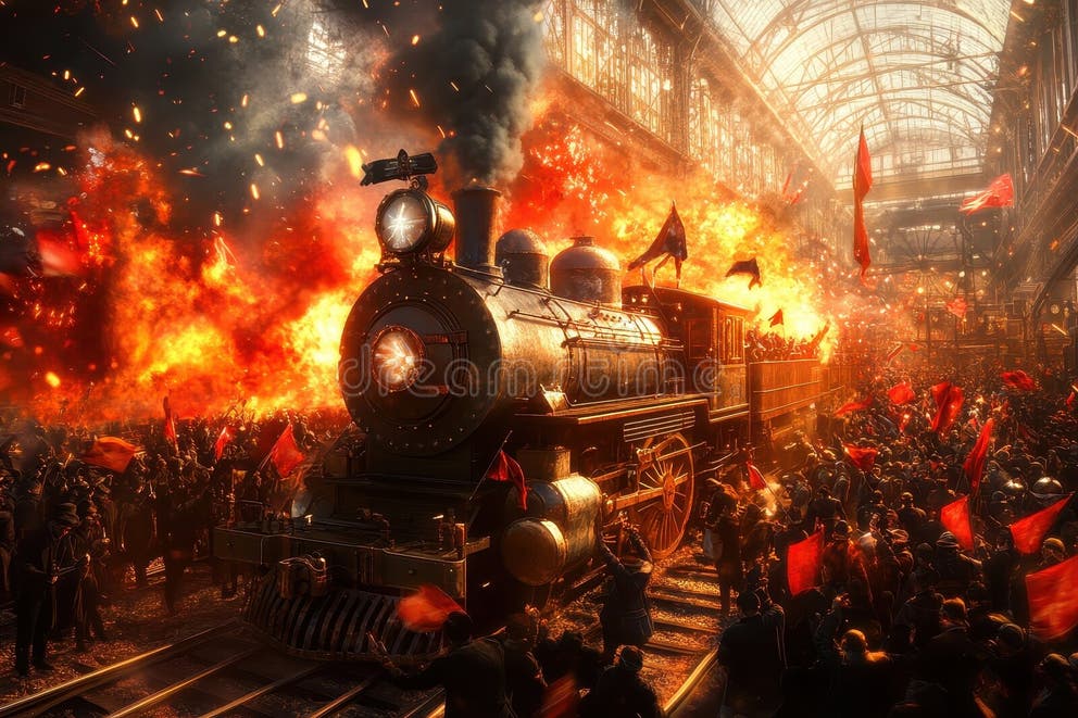 Social Change Depicted in a CGI Train Scene Stock Illustration - Illustration of retro ...