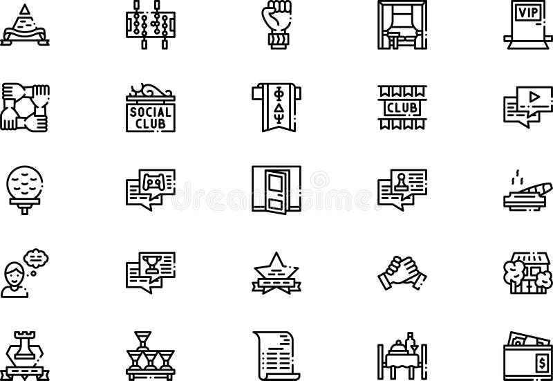 Social Club Icons Collection is a Vector Illustration with Editable ...