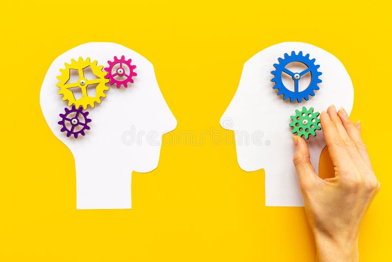 Social Communication and Connection Concept with Two Paper Human Heads ...