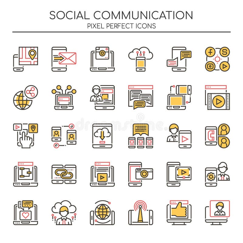 Social Line Icons Stock Illustrations – 124,633 Social Line Icons Stock ...