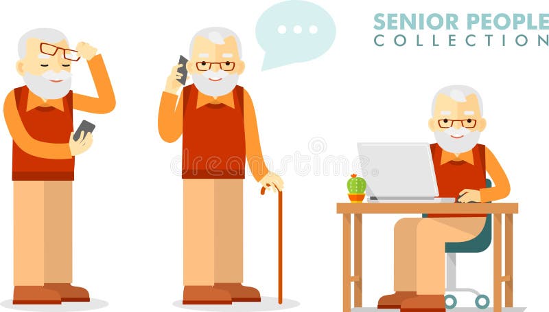 Old Person Using Computer Cartoon Stock Illustrations – 143 Old Person ...