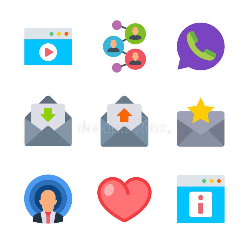 Social and Connect Colored Trendy Icon Pack 2. Vector Stock ...