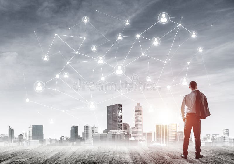 Social Connection Concept Drawn on Screen As Symbol for Teamwork Stock ...