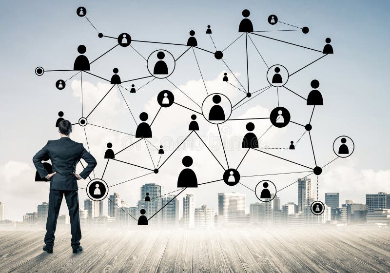 Social Connection Concept Drawn on Screen As Symbol for Teamwork and ...