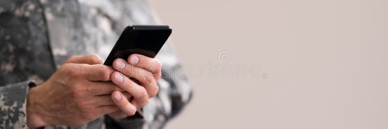 Social Cyber Warfare. Army Soldier Using Phone Stock Image - Image of ...