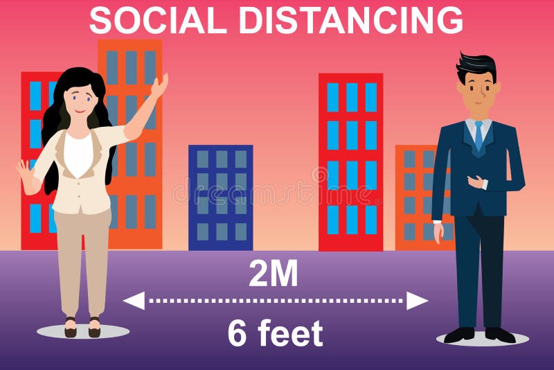 Social Distancing Office Poster Stock Vector - Illustration of office ...