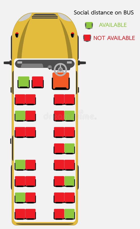 Social Distance on Bus Public Transportation Stock Illustration ...