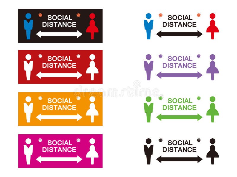 Social Distance Sticker Set Stock Vector - Illustration of influenza ...