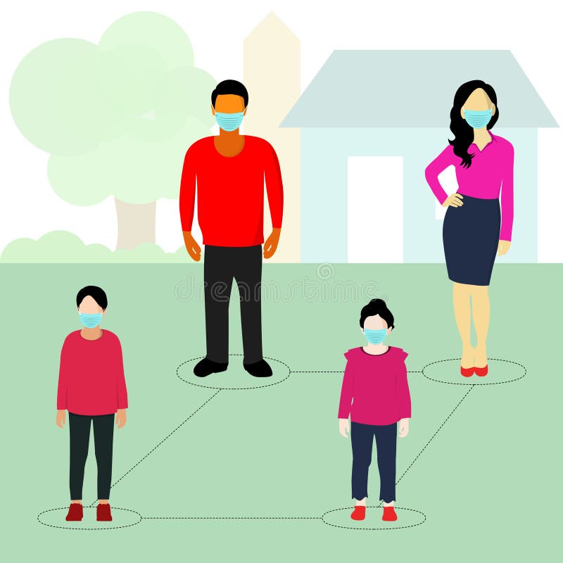 Social Distancing for Avoid Virus with Wear Mask Illustration Stock ... Social Distancing for Avoid Virus with Wear Mask Illustration Stock ...