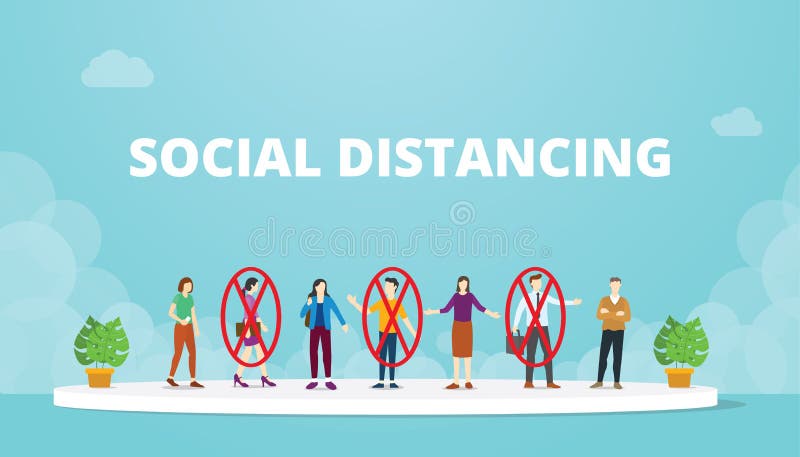 Social Distancing Concept with People in Crowd and Distance Concept ...