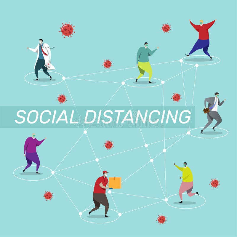 Social Distancing Concept. People Keep Spaced between Each Other for ...