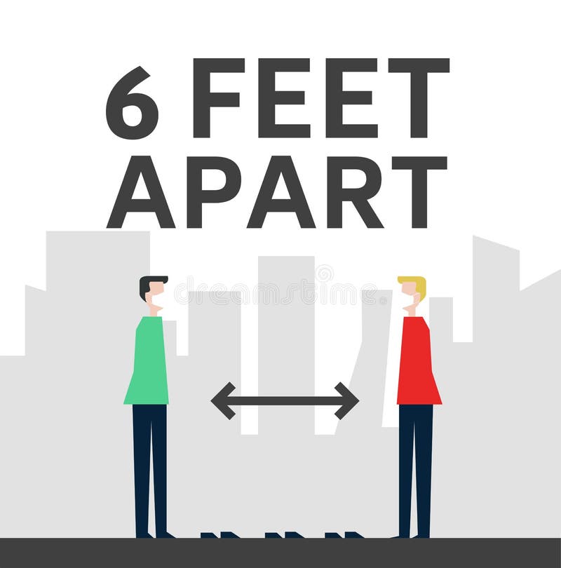 Social Distancing Concept Vector Illustration Men And Female Keep