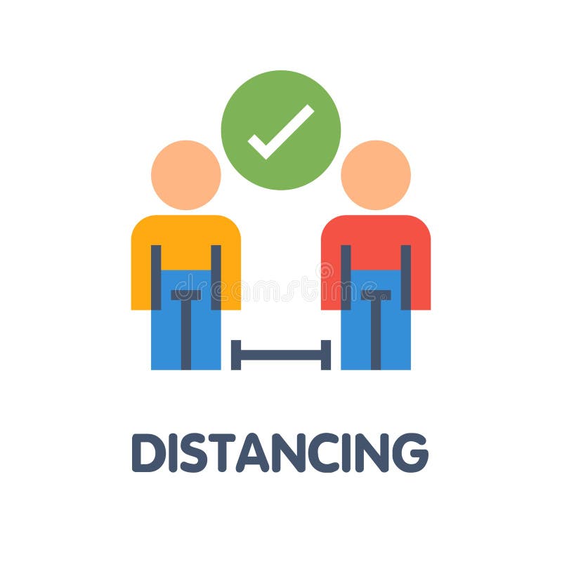 Social Distancing Flat Icon Style Design Illustration on White ...