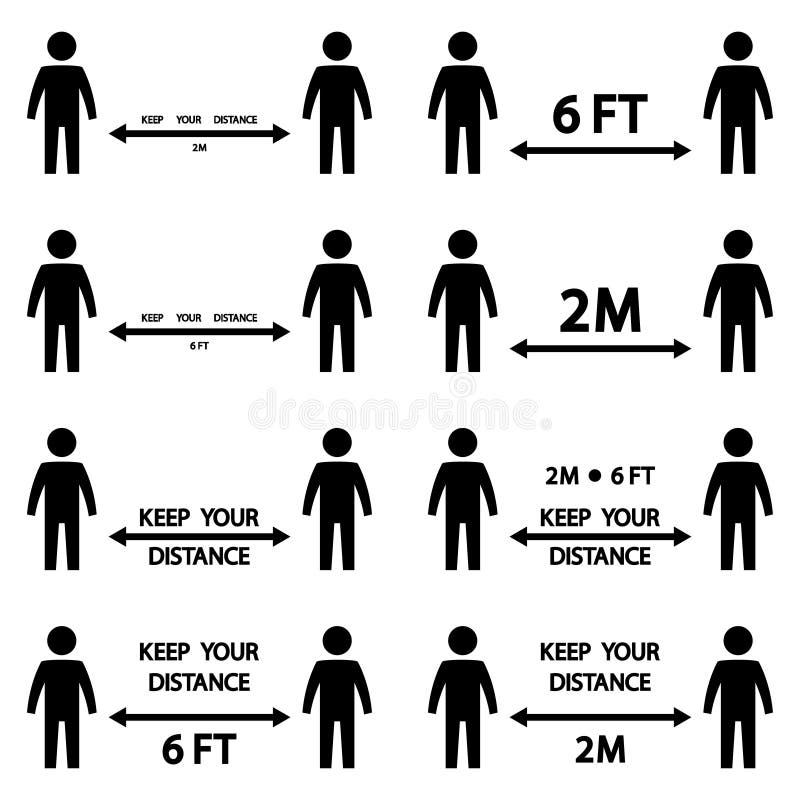 Social Distancing Icon. Keep the 2 Meter or 6 Feet Distance. Avoid ...