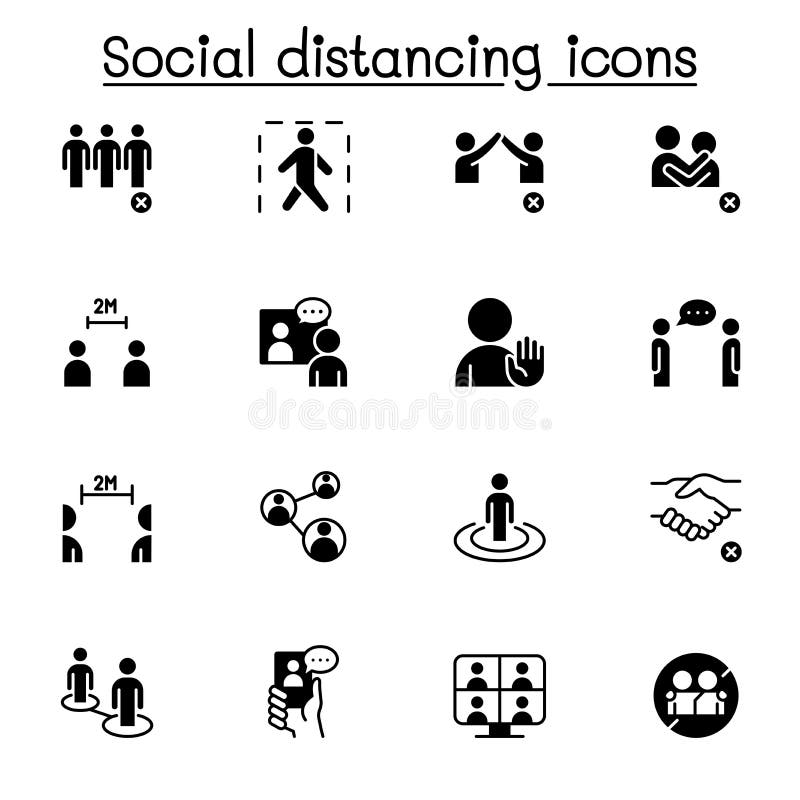 Social Distancing Icons Set Vector Illustration Graphic Design Stock ...