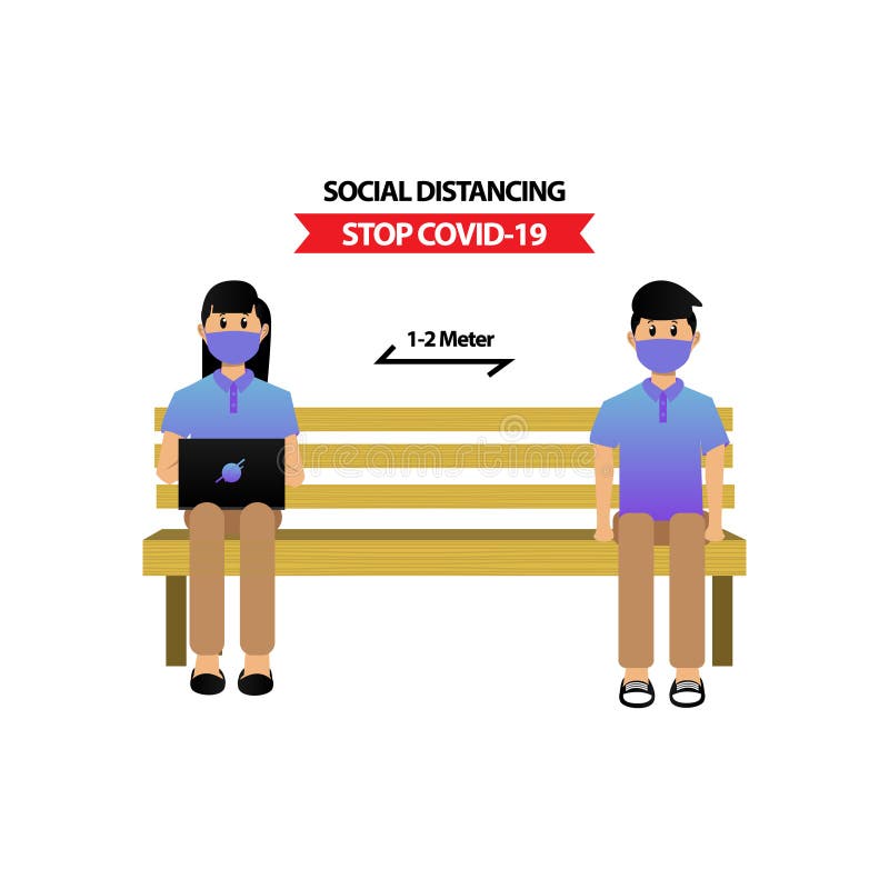Social Distancing Illustration Vector Design Isolated on White ...