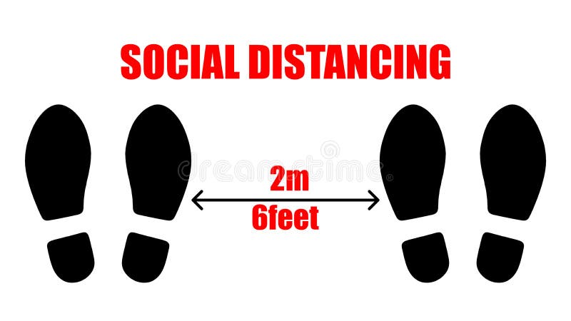 Social Distancing . 2m 6feet Sticker , Stop Wait Here Text Illustration ...
