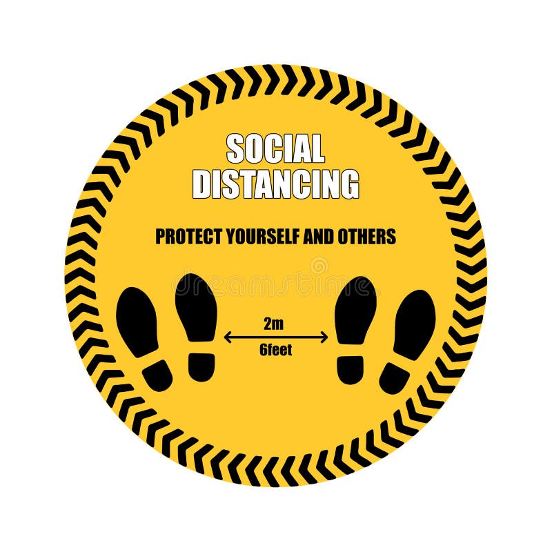 Social Distancing . 2m 6feet Sticker , Stop Wait Here Text Illustration ...