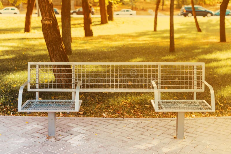 Social Distancing Outdoor Bench in the Park Stock Photo - Image of ...